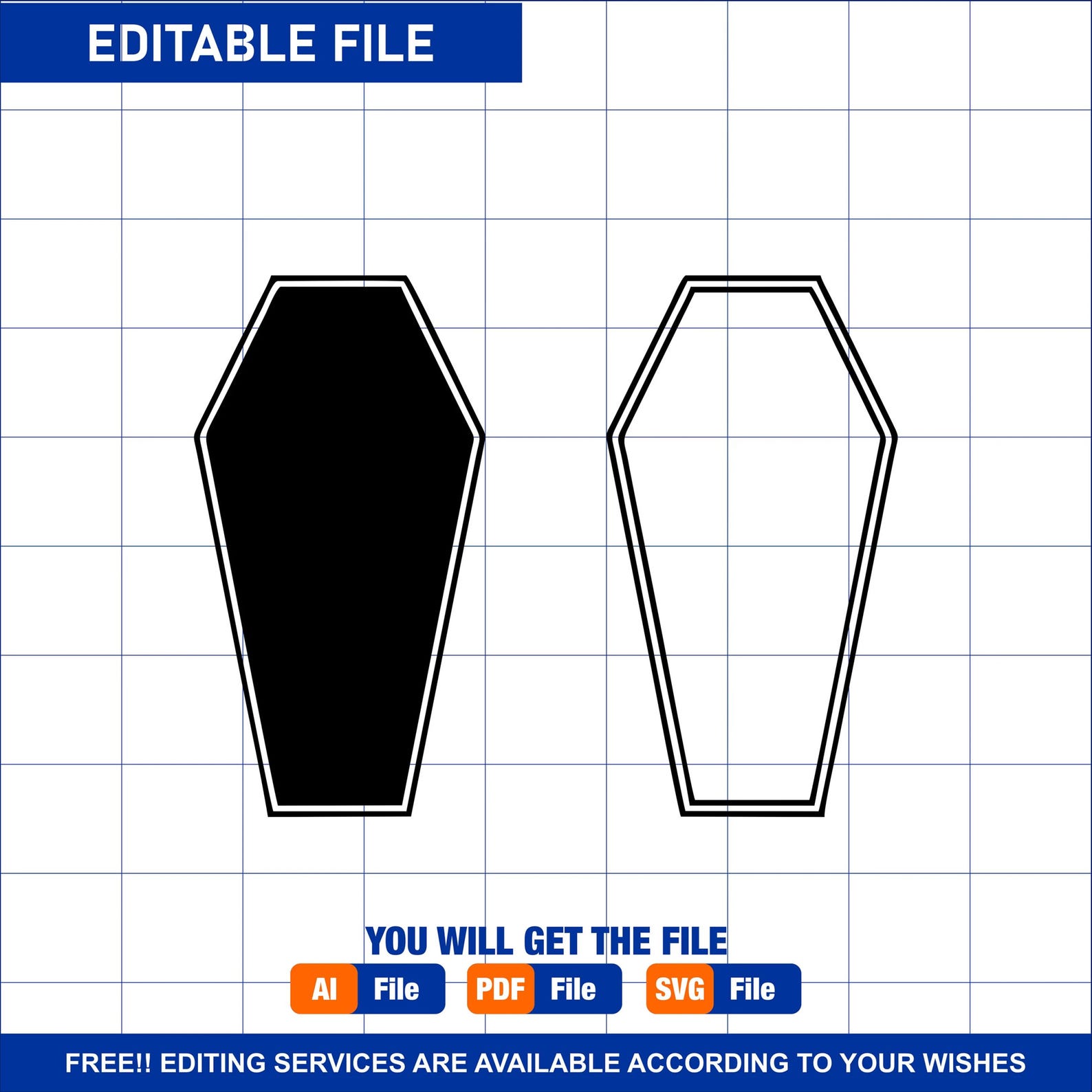 Coffin SVG Files | Halloween SVG Cut Files | Coffin Casket Silhouette Vector File | Halloween ...