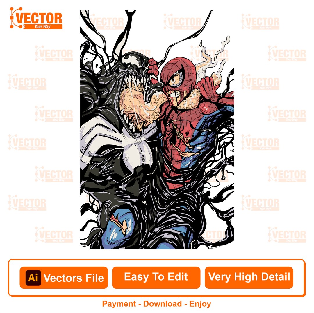 Spiderman Vs Venom Vectors, Spiderman Vectors, Marvel Comic, Spiderman ...