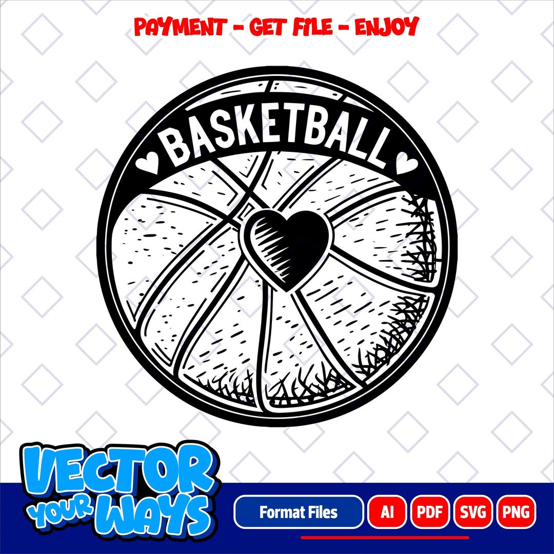 Basketball Heart SVG Files | Basketball SVG Cut Files | Basketball Love Vector Files ...