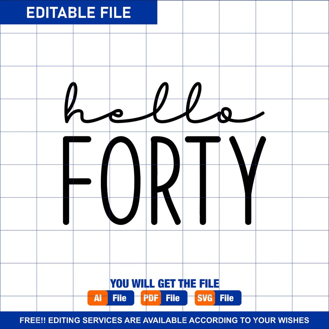 Hello Forty SVG, Hello 40 Svg, Birthday Svg, Forty Birthday Svg ...
