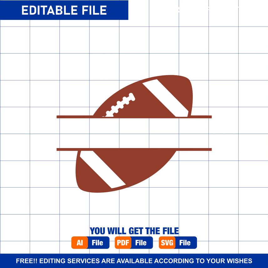 Football Split Name Frame SVG Files | Football Silhouette Cut Files ...