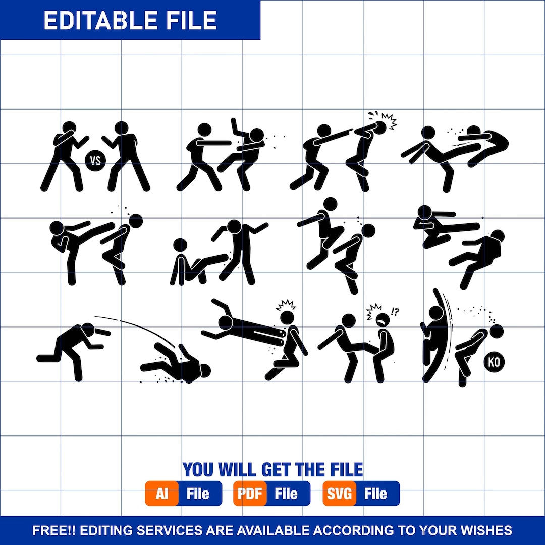 Fighting SVG, Fighter EPS, Punch Vector, Attack PNG, Fight Silhouette ...