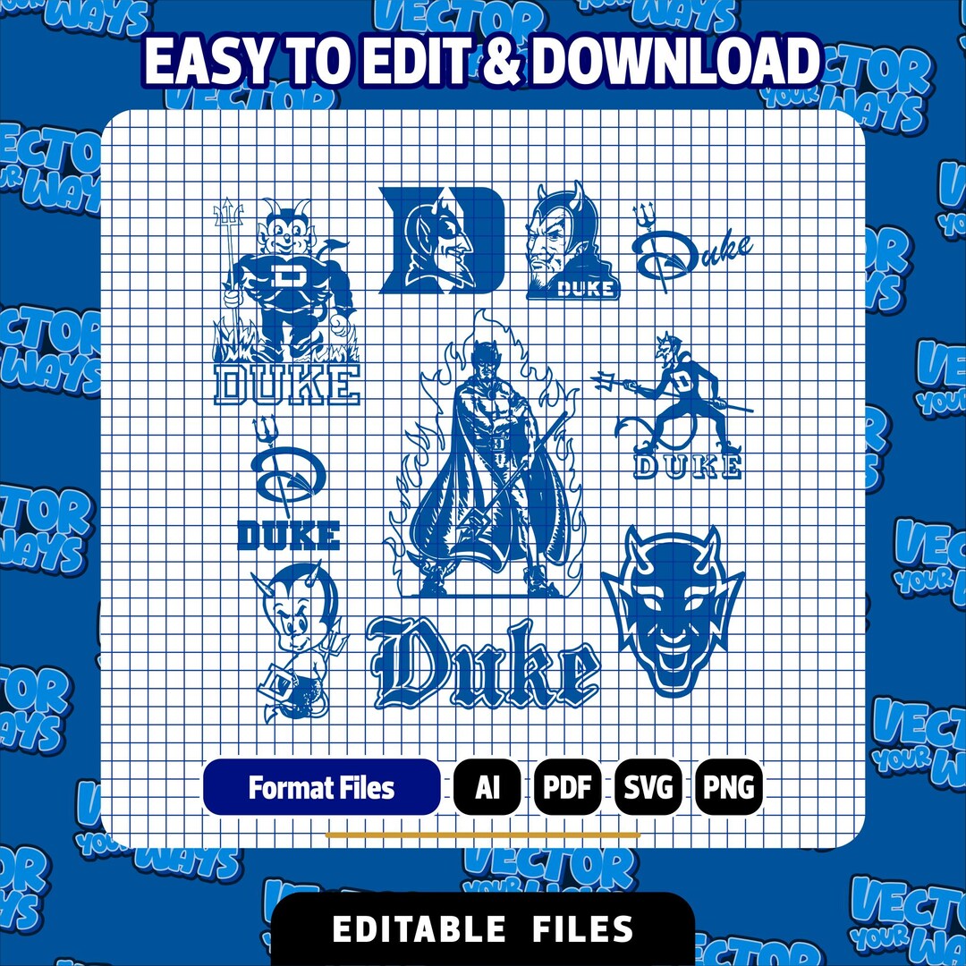 Royal Blue Devil Mascot SVG Design, College Spirit Devil SVG Cut File ...