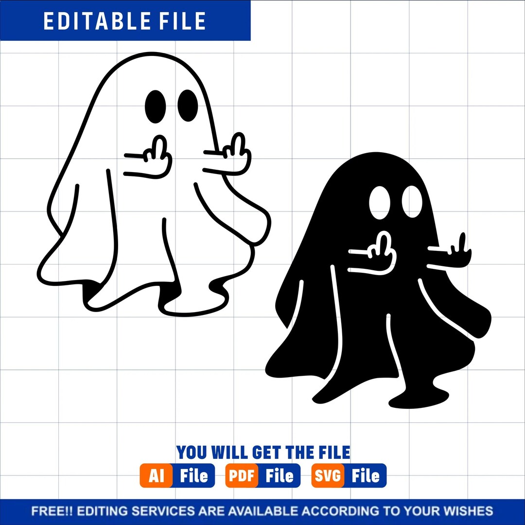 Ghost Middle Finger Svg , Halloween Svg , Svg File for Cricut, Cute ...