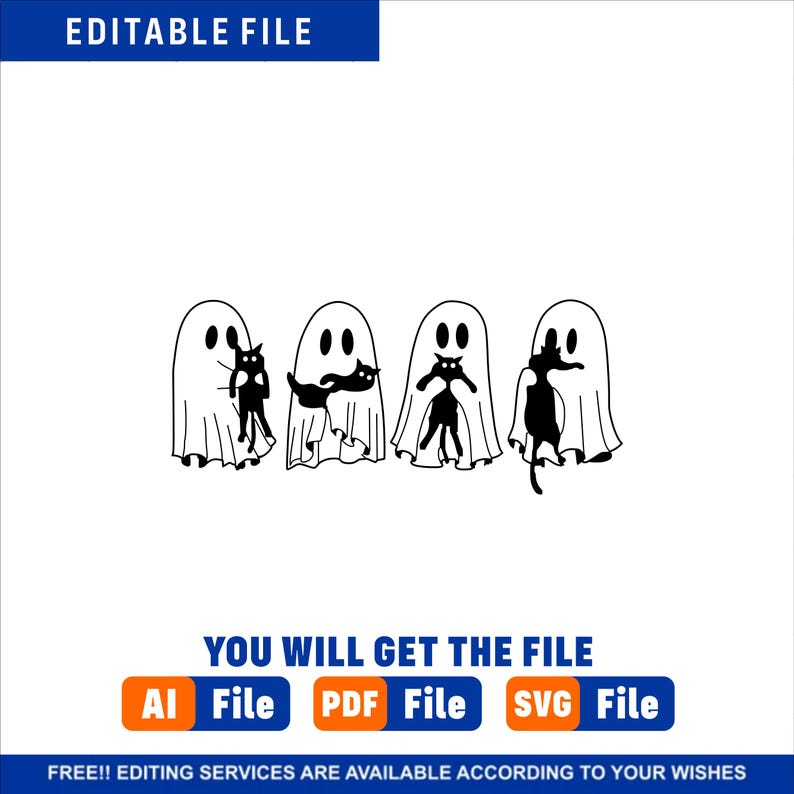Ghosts With Cat Png, Cute Halloween Ghosts Png, Cat Lover Ghost Png, Halloween Cat Mom Png ...