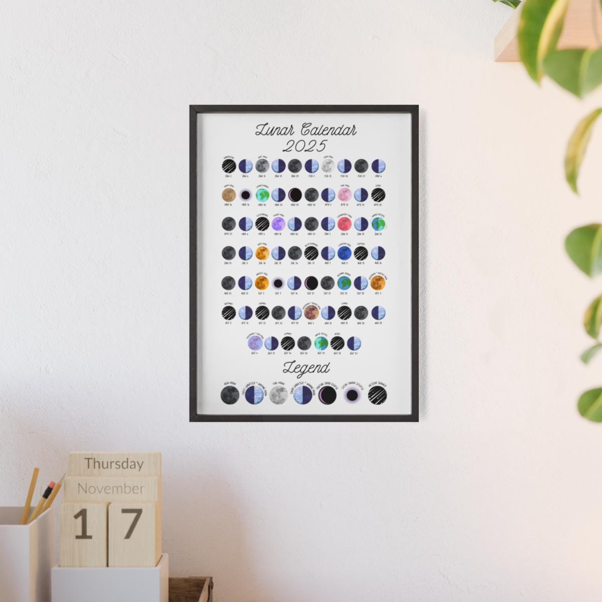 2025 Northern Hemisphere Lunar Calendar Celestial Art Print - Etsy