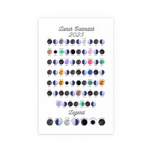 2025 Northern Hemisphere Lunar Calendar Celestial Art Print - Etsy