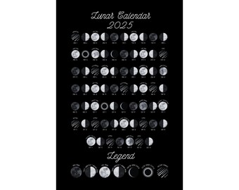 2025 Northern Hemisphere Lunar Calendar Celestial Art Print - Etsy
