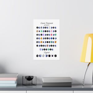 2025 Northern Hemisphere Lunar Calendar Celestial Art Print - Etsy
