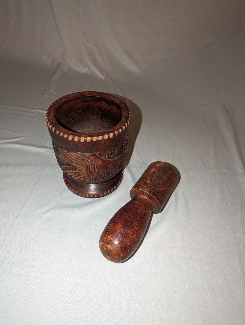 Vintage Hand Carved Mortar and Pestle - Etsy