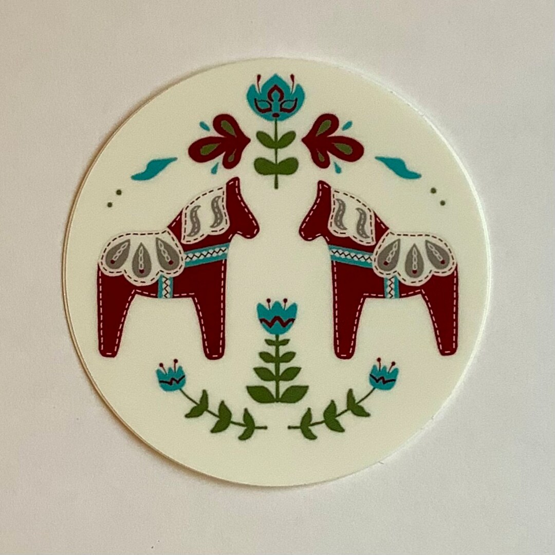 Scandinavian Vinyl Sticker Dala Horse Swedish - Etsy