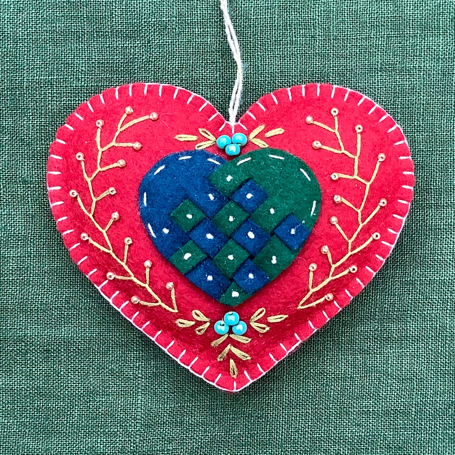 Valentine Heart Ornament PDF Pattern Wool Felt Scandinavian - Etsy