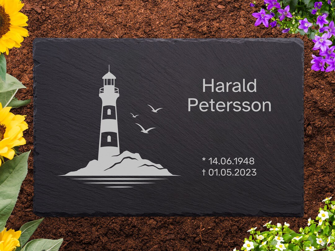 Personalized Slate Gravestone, Lighthouse, Urn Grave, Memorial Plaque ...