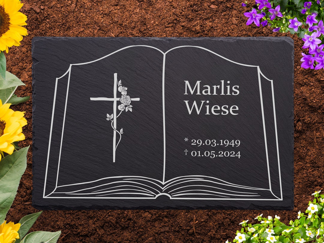 Personalized Slate Gravestone, Book Design, Gravestone for Urn Graves ...