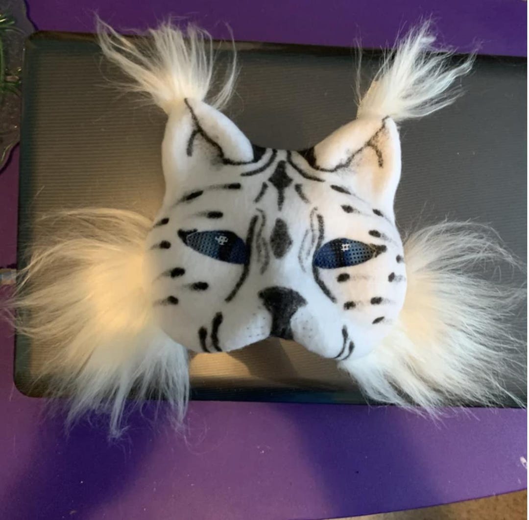 Black and White Snow Leopard Therian Mask. - Etsy