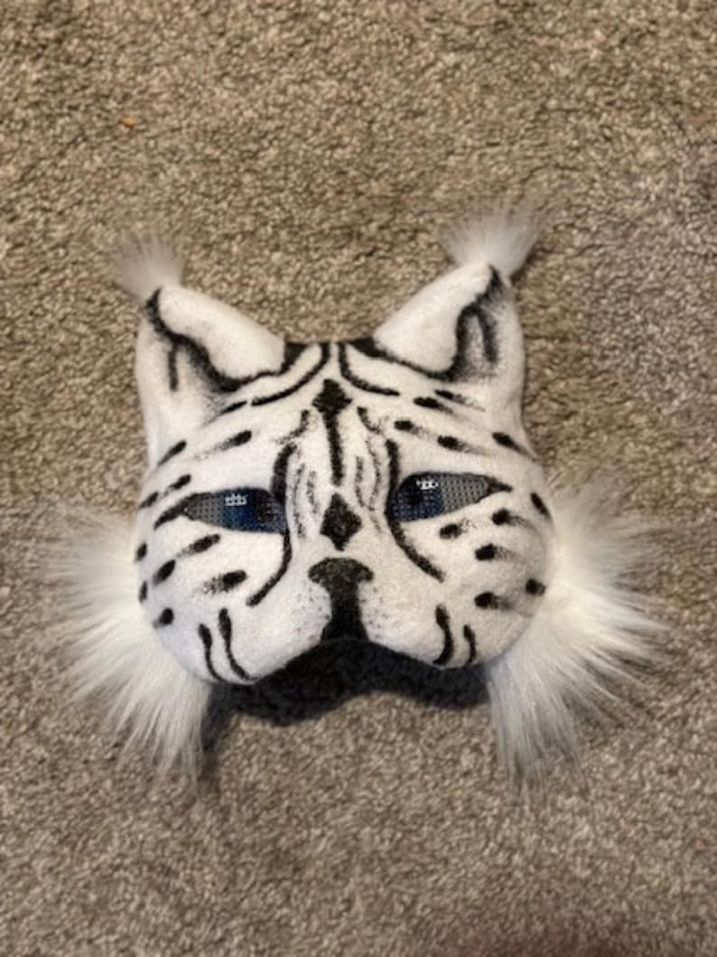 Black and White Snow Leopard Therian Mask - Etsy UK