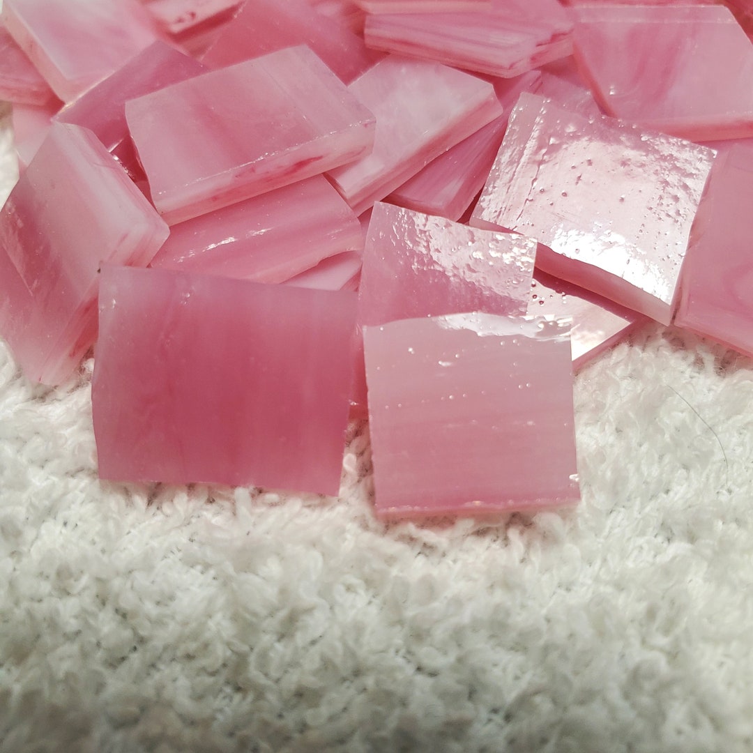 50 PC 1/2" Variegated Pink Stained Glass Mosaic Tiles - Etsy