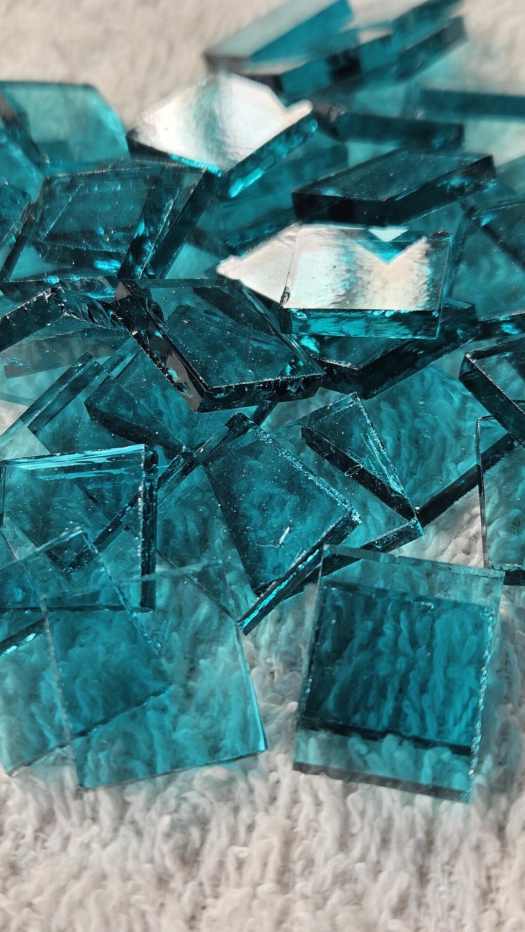 50 PC 1/2" Caribbean Blue Transparent Cathedral Stained Glass Mosaic ...