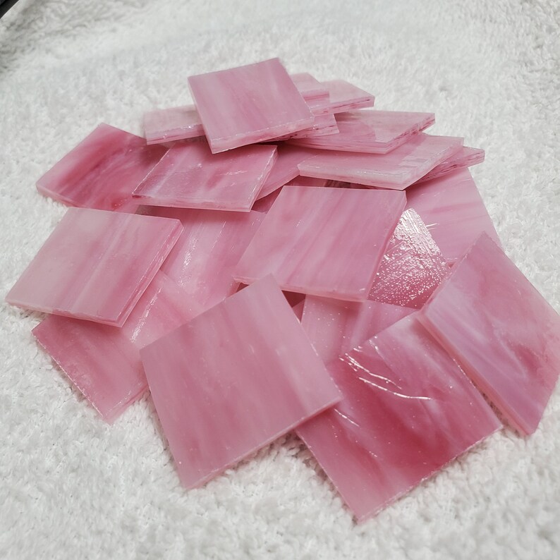 25 PC 1" Pink Variegated Stained Glass Mosaic Tile - Etsy