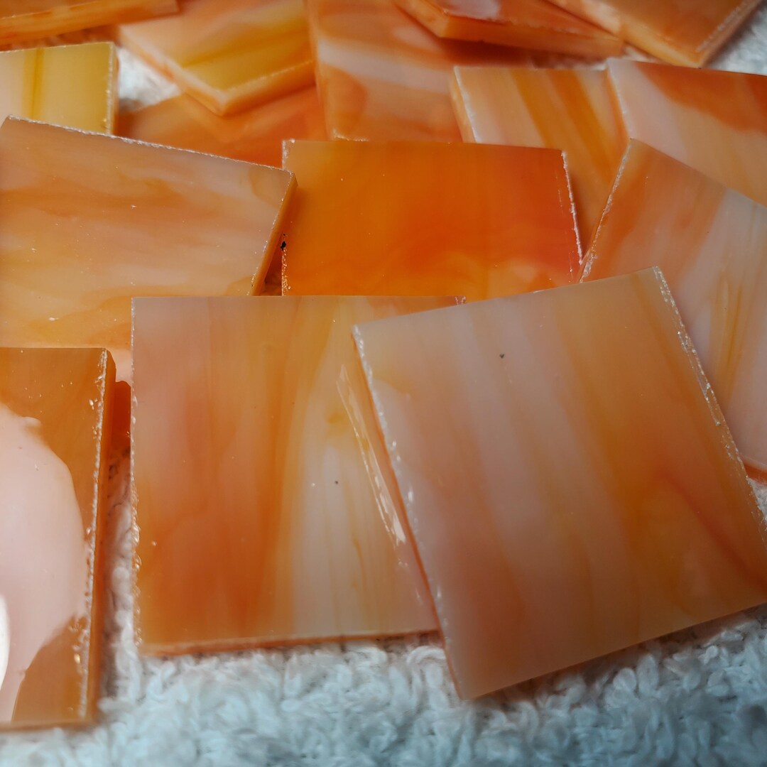 1" Orange Creamsicle Stained Glass Mosaic Tile 25 PC - Etsy