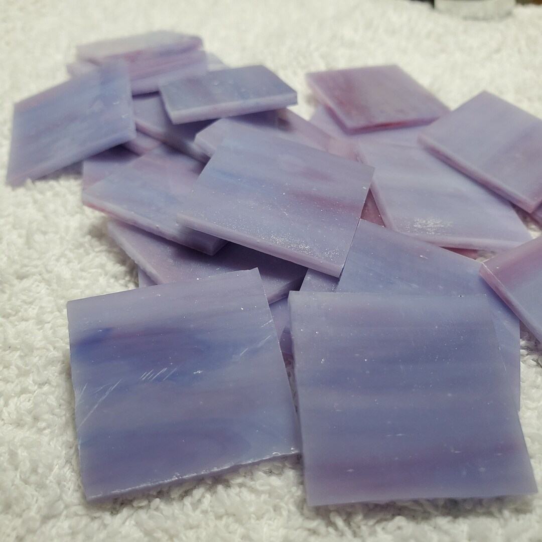 25 PC 1" Pale Cobalt Blue and Pink Stained Glass Mosaic Tile - Etsy