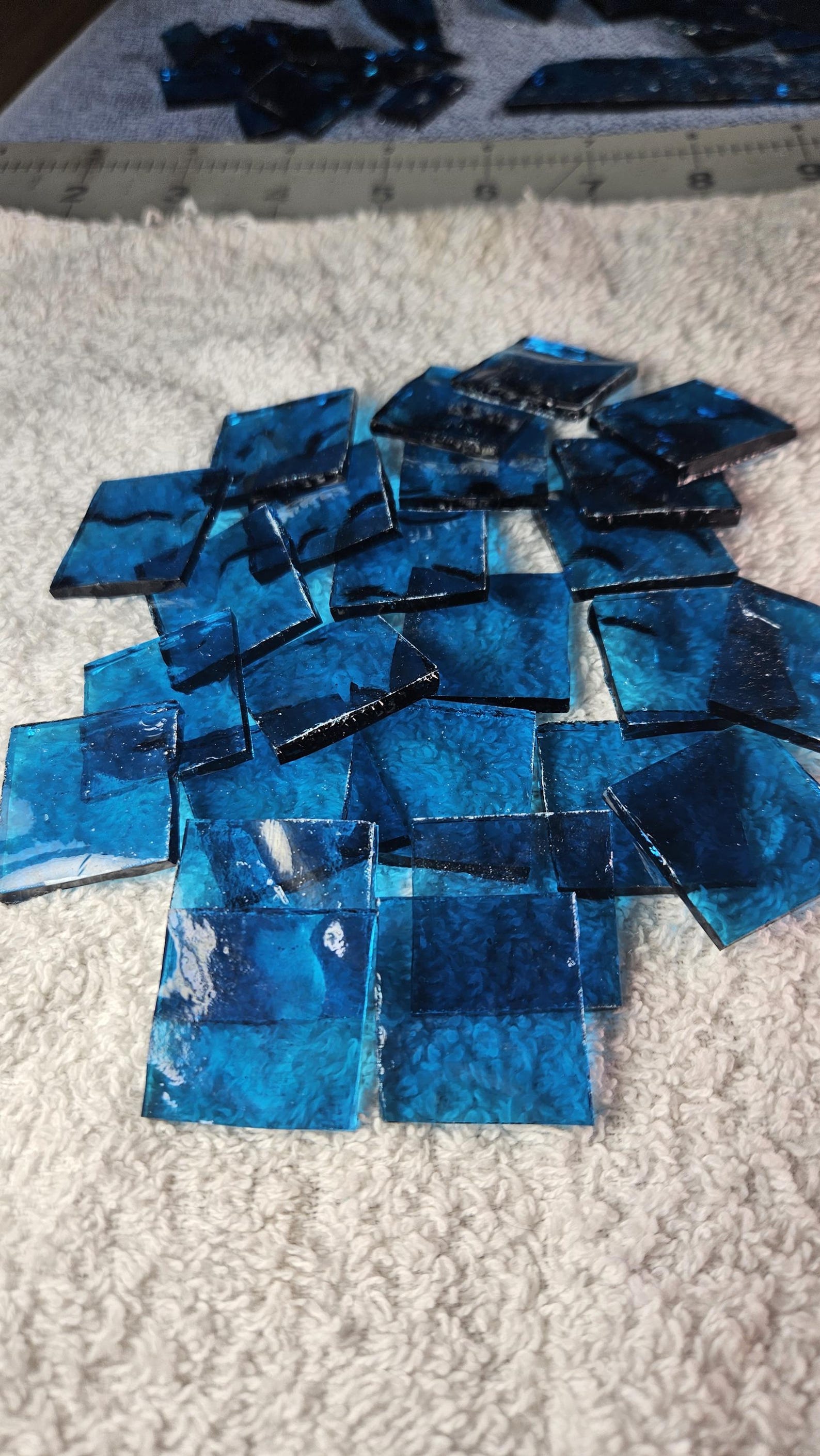 Discontinued 1" Caribbean Blue Flemish Stained Glass Mosaic Tile 25 PC ...