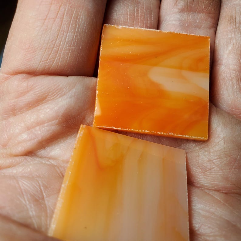1" Orange Creamsicle Stained Glass Mosaic Tile 25 PC - Etsy