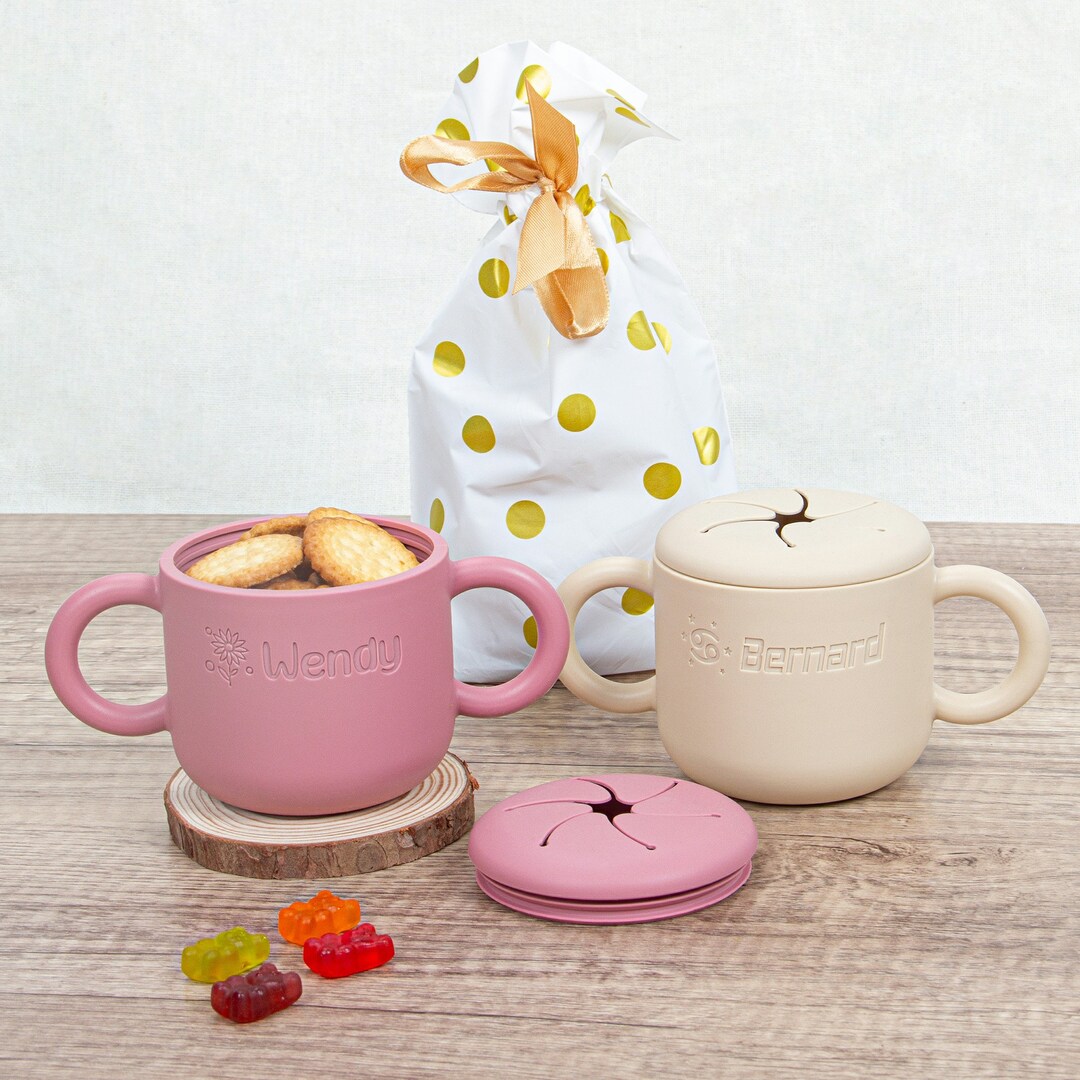 Custom Engraved Silicone Snack Cup, Personalized Leak-proof Training ...