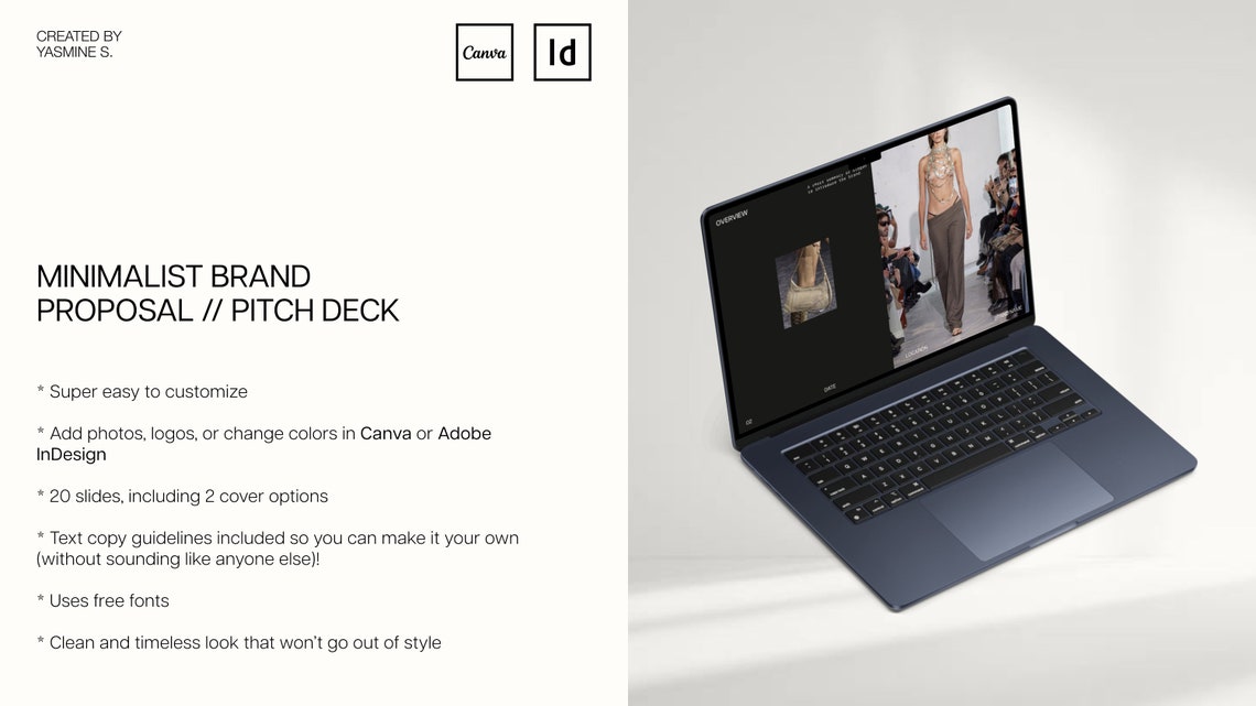 Minimalist Brand Proposal Pitch Deck Template: Canva & Indesign ...