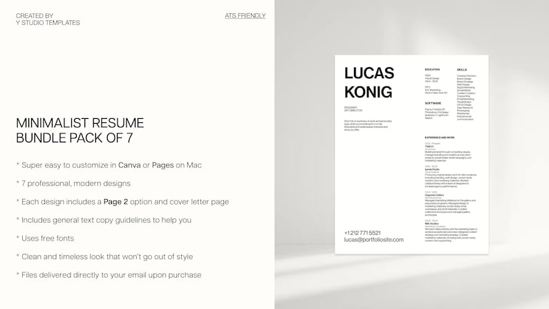 Minimalist Resume Template Bundle: 7 Modern Designs for Canva & Pages ...