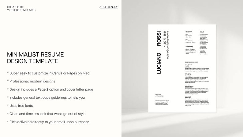Minimalist Resume Template: Clean, Modern Design for Canva or Pages ...