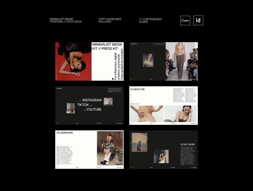 Minimalist Media Kit Template: Canva + Indesign Press Kit. Modern ...