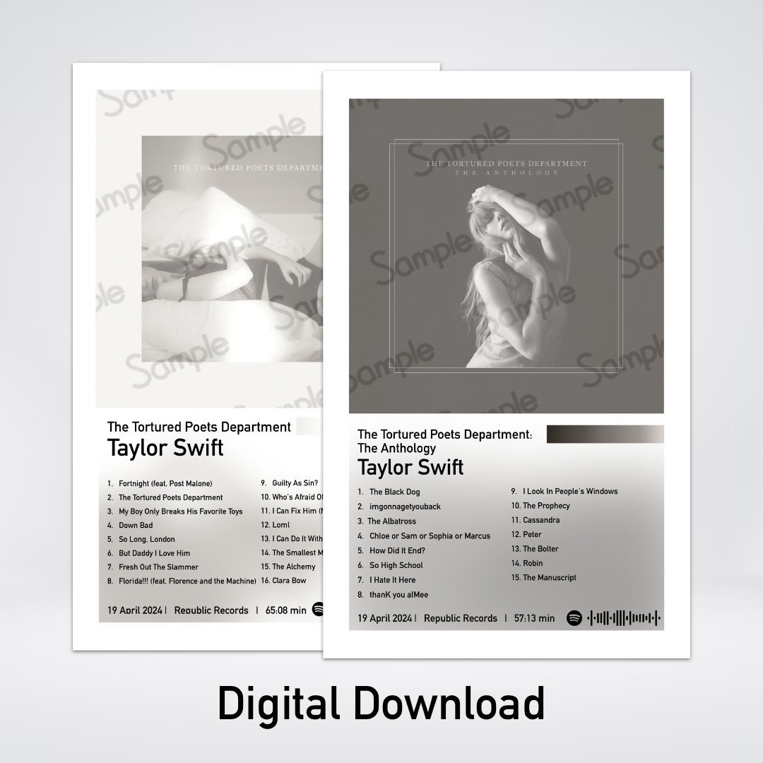 Taylor Swift the Tortured Poets Department Album Poster - Etsy