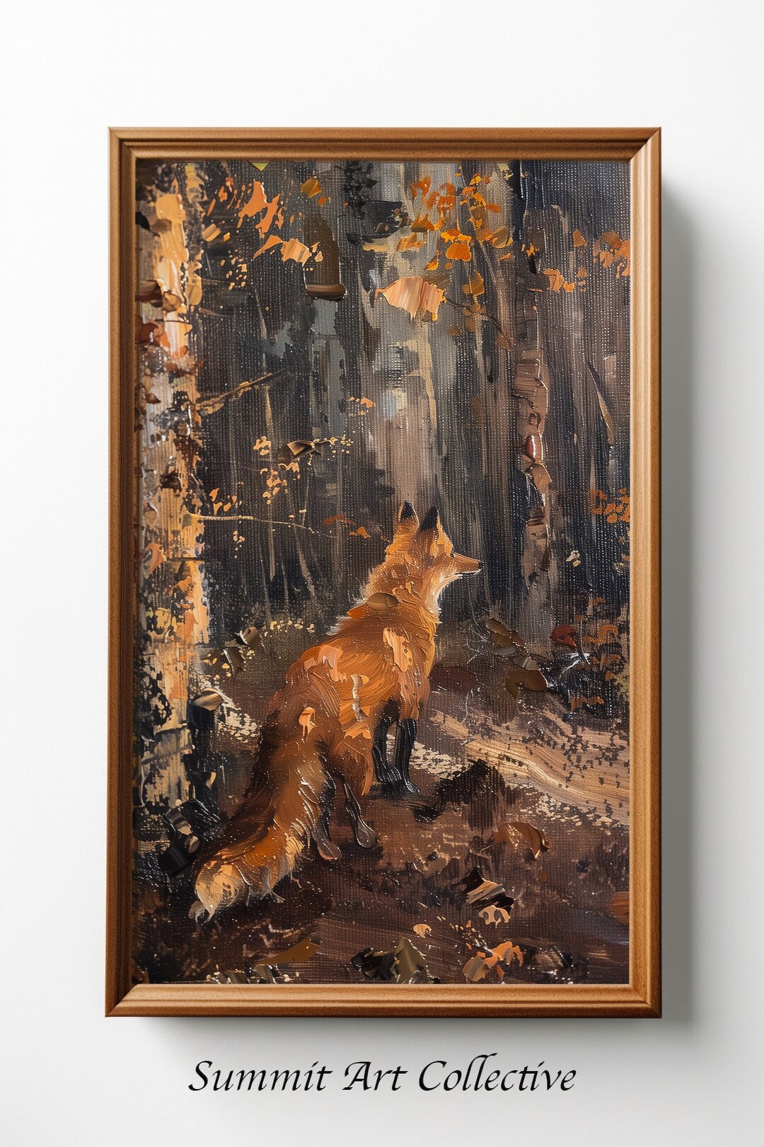 PRINTABLE Red Fox in Autumn Forest, Vintage Oil Painting, Fall Color ...