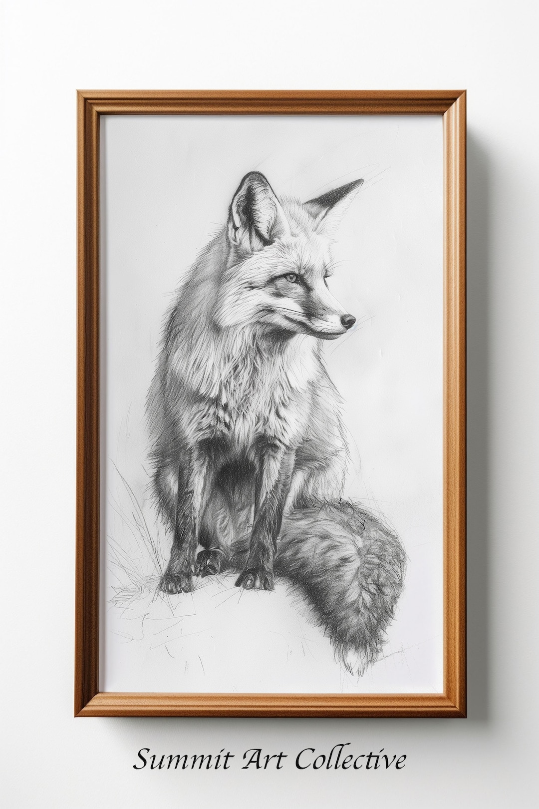 PRINTABLE North American Fox, Sketched Charcoal Pencil Drawing - Etsy