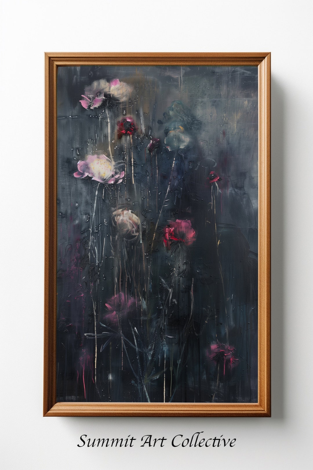PRINTABLE Dark Floral Abstract, Oil Painting - Etsy