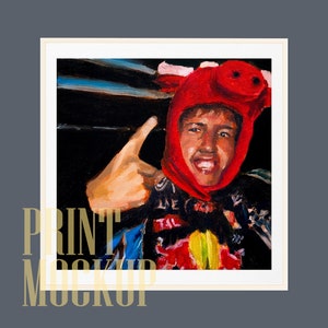 Number One | Sebastian Vettel Finger Point Celebration Oil Painting ...