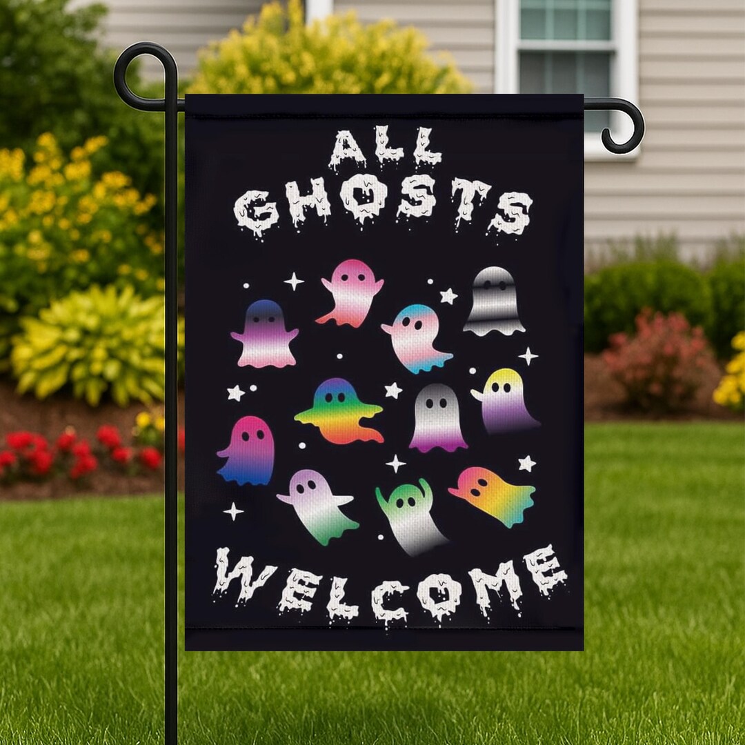 All Ghosts Welcome Halloween Garden Flag, Double-sided Yard Decor ...