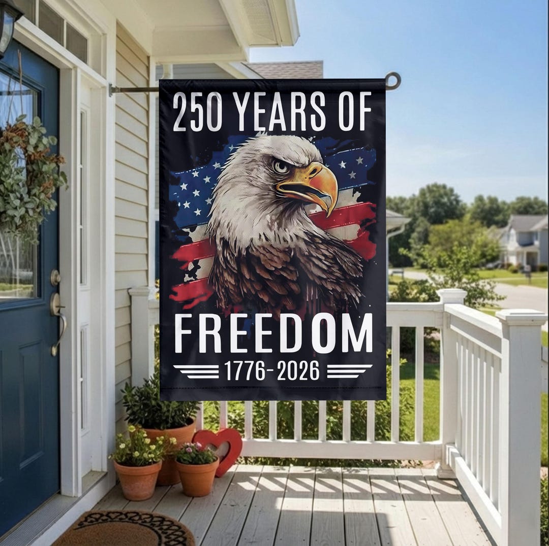 250 Years of Freedom Garden Flag, Patriotic Black Eagle Yard Banner - Etsy