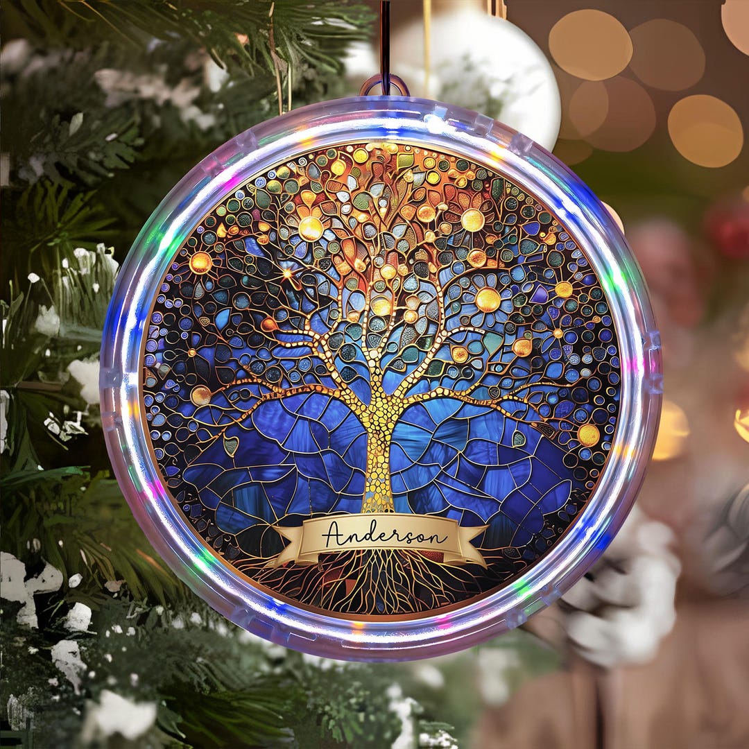 2025 Tree of Life Christmas Light Hanging, Custom Faux Stained Glass ...