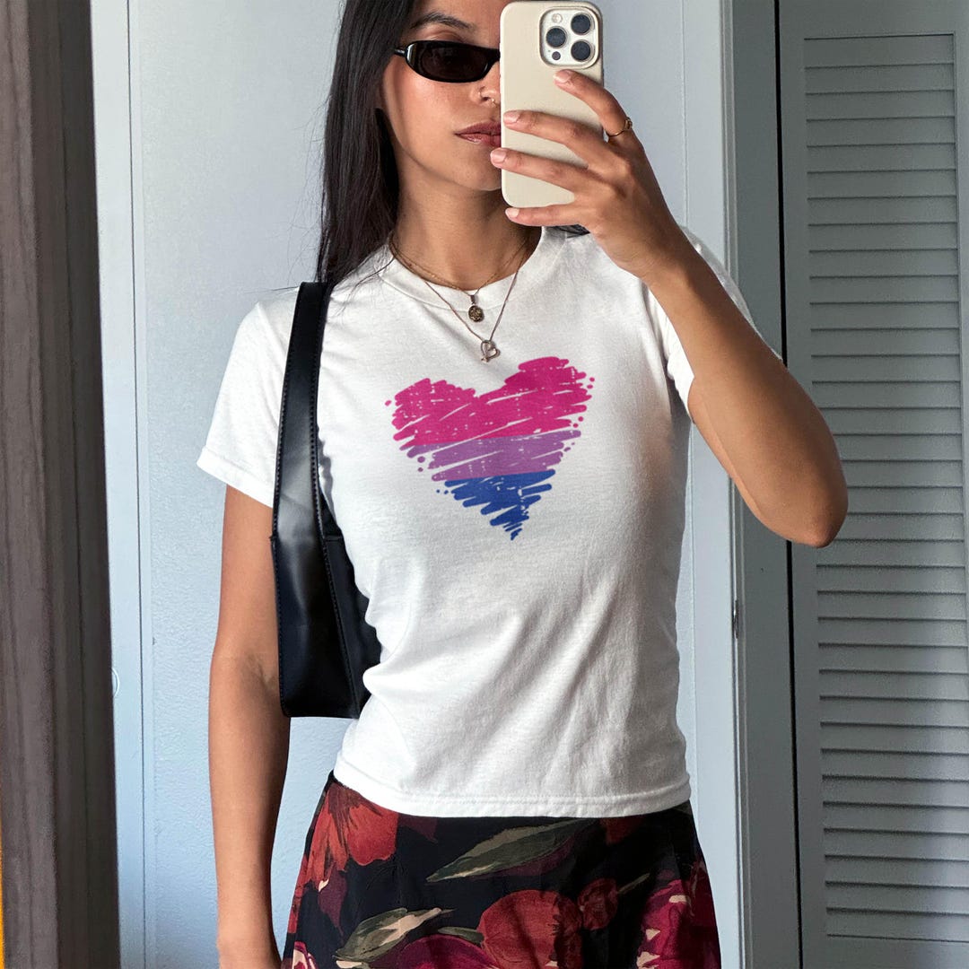 Bisexual Pride Baby Tee: Y2K Bi Flag Crop Top, LGBTQ Love Shirt - Etsy