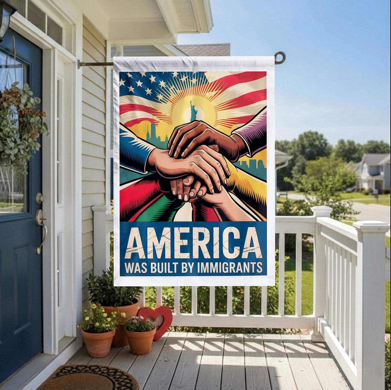 America Was Built by Immigrants Garden Flag, Immigration Justice ...