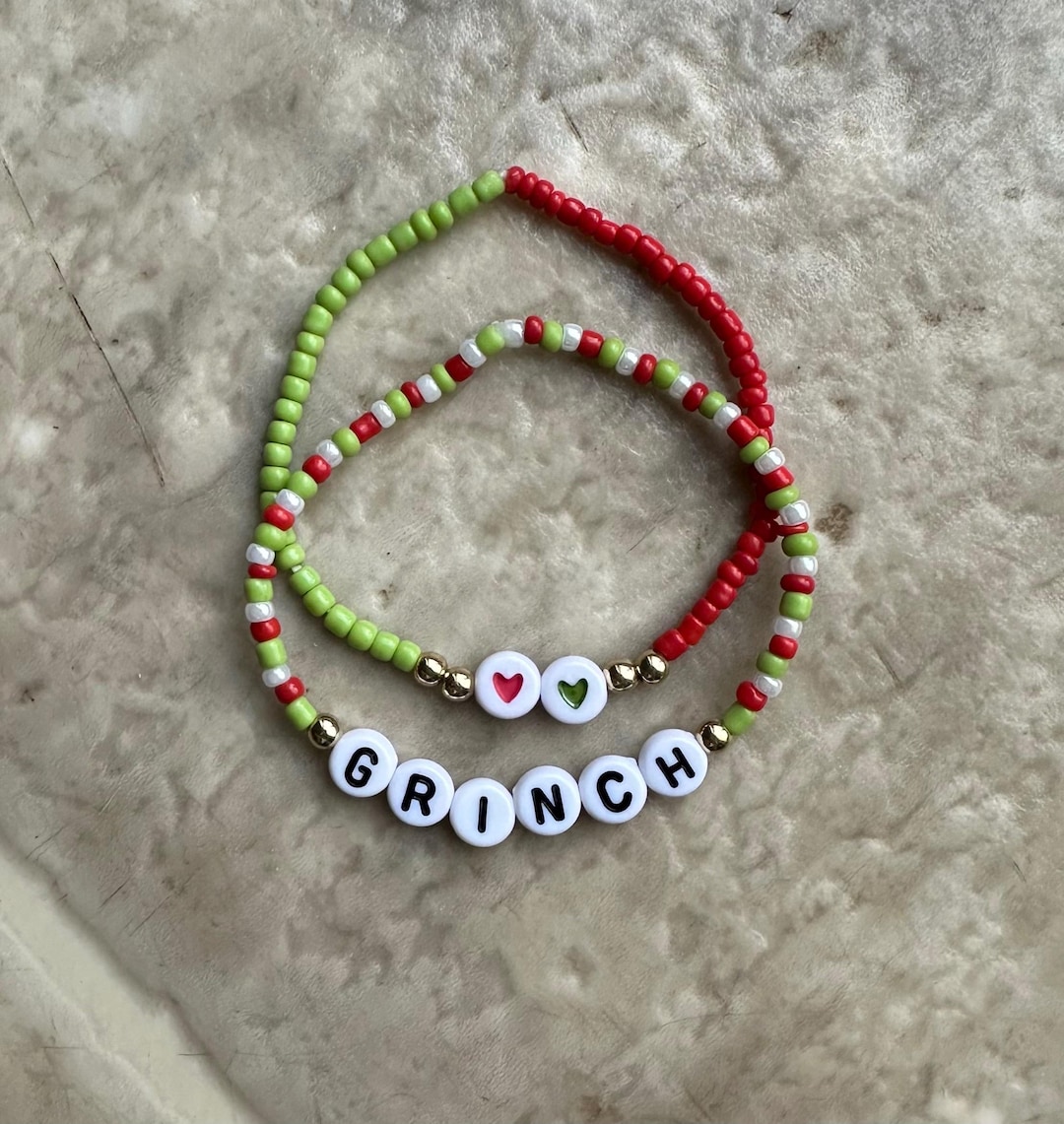 Grinch Beaded Bracelets - Etsy