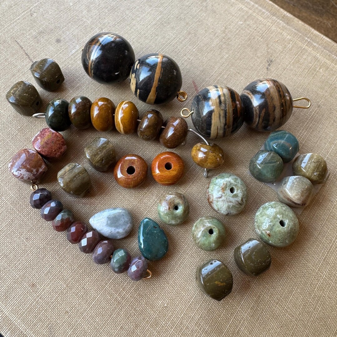 Set of Jasper Beads, Red and Green Jaspers, Mixed Lot Jewelry Craft ...