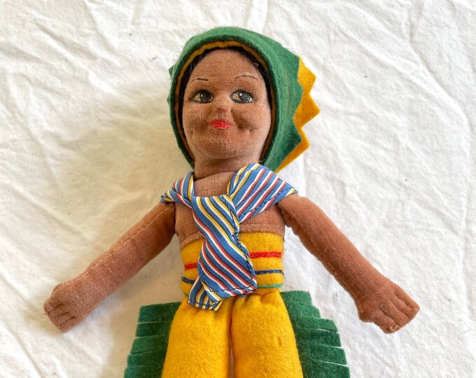 Vintage 1940s NORAH WELLINGS 8" Cloth Native American Doll Indian #005 ...