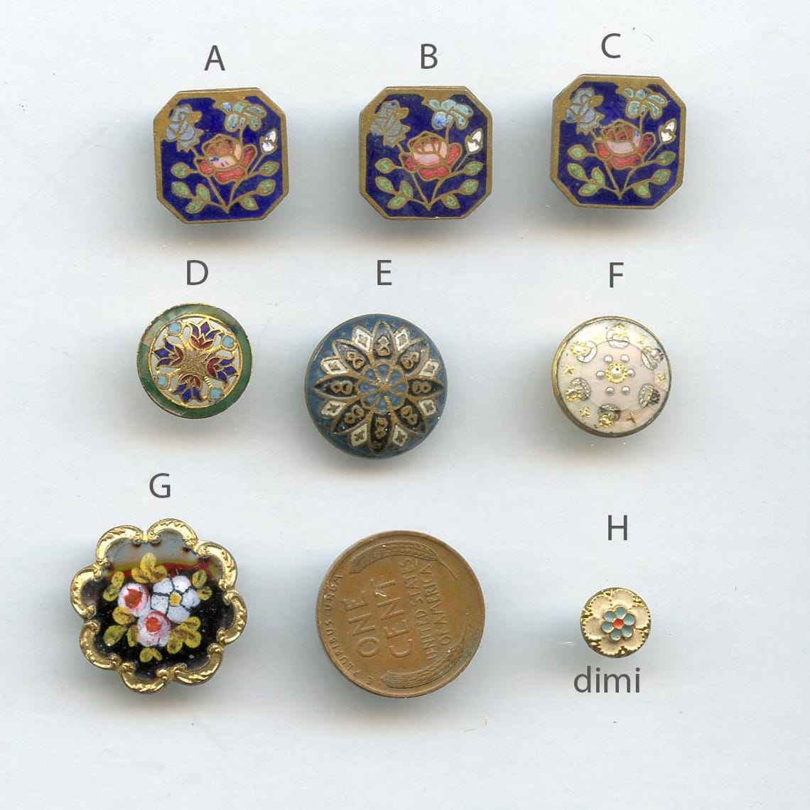 Antique Enamel Button (CHOICE) Small Vintage 9716 - Etsy