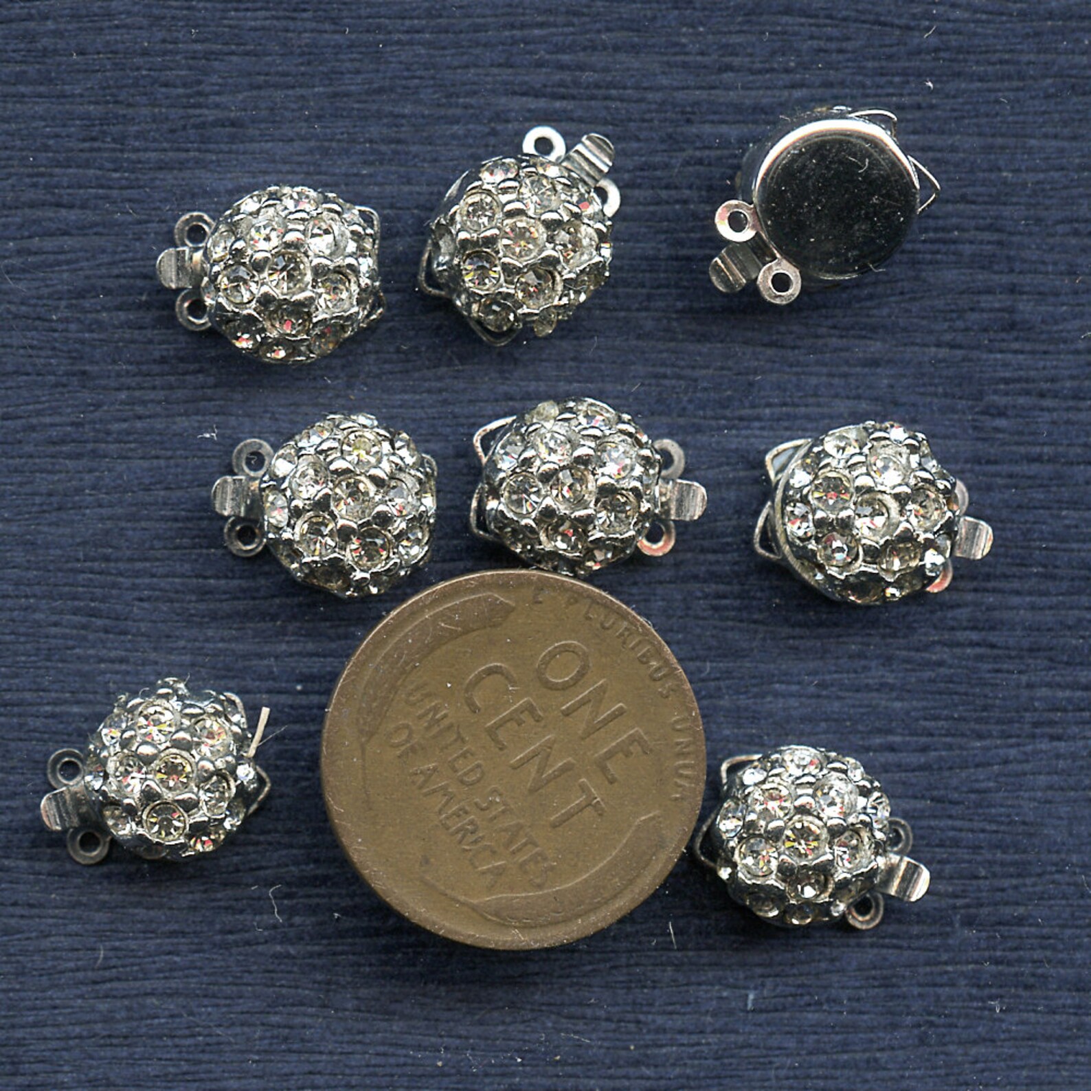 RHINESTONE CLASPS Lot of 2 Domed Vintage Two Strand NOS New | Etsy