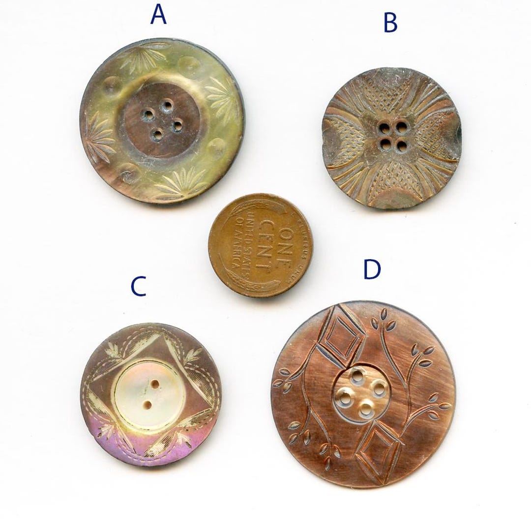 CHOICE (1) Victorian Carved Shell Button Various Sizes Antique Mother ...
