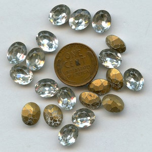 OVAL RHINESTONES Vintage 10 Mm X 8 Mm Lot of (25) Glass Crystal Clear ...