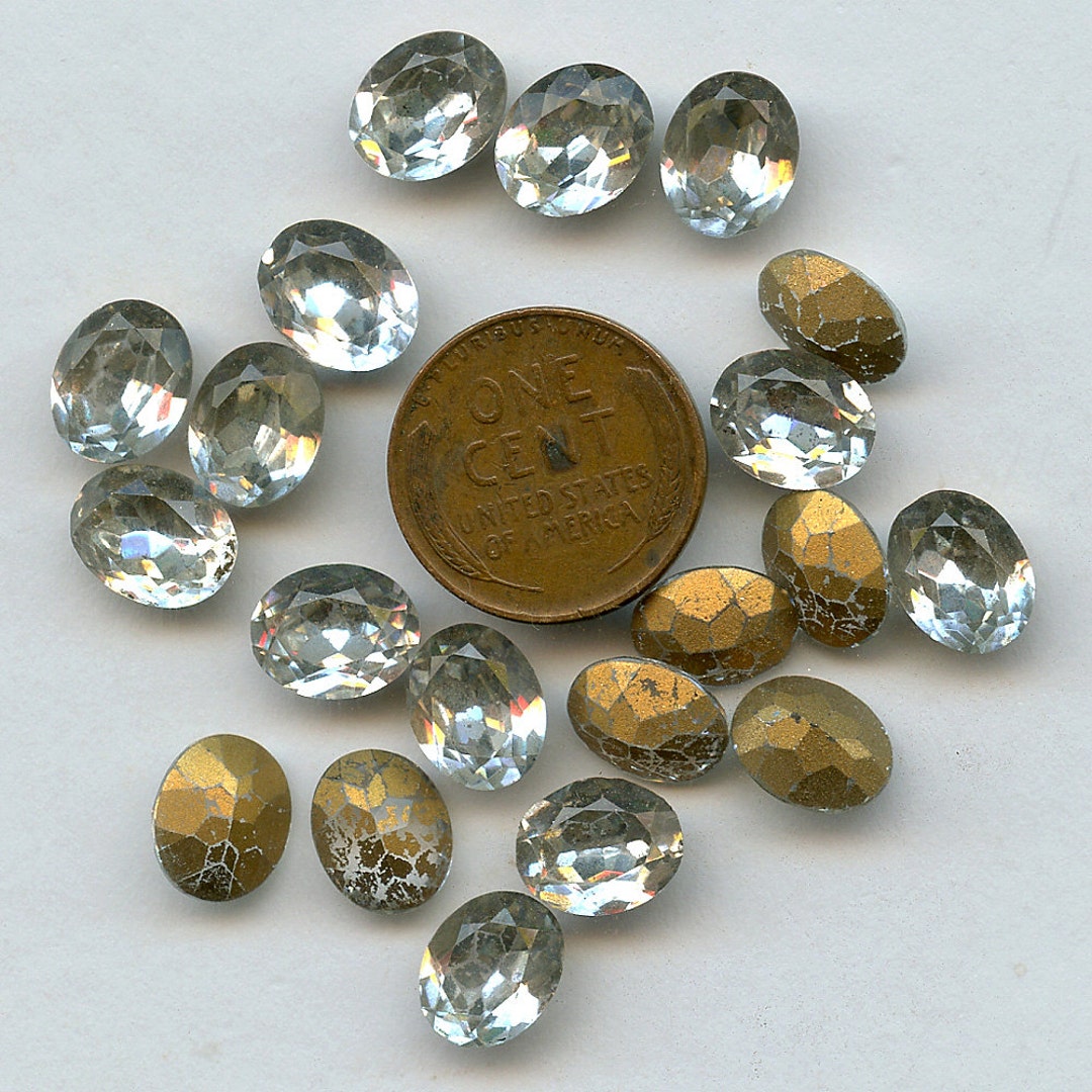 OVAL RHINESTONES Vintage 10 Mm X 8 Mm Lot of (10) Glass Crystal Clear ...